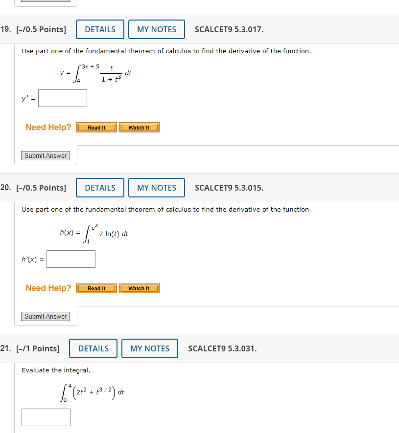 Solved [-/0.5 ﻿Points]SCALCET9 5.3.017.Use part one of the | Chegg.com