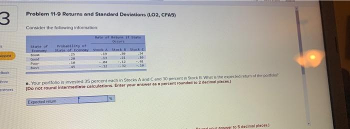 Solved 3 Problem 11-9 Returns and Standard Deviations (LO2, | Chegg.com