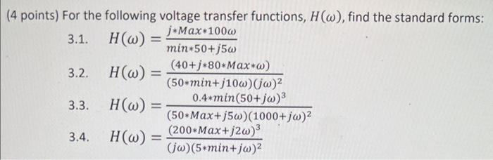 Solved 4 points) For the following voltage transfer | Chegg.com