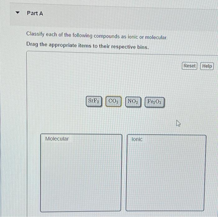 Solved Part A Classify each of the following compounds as | Chegg.com