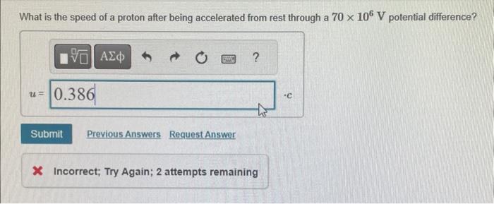 Solved What is the speed of a proton after being accelerated | Chegg.com