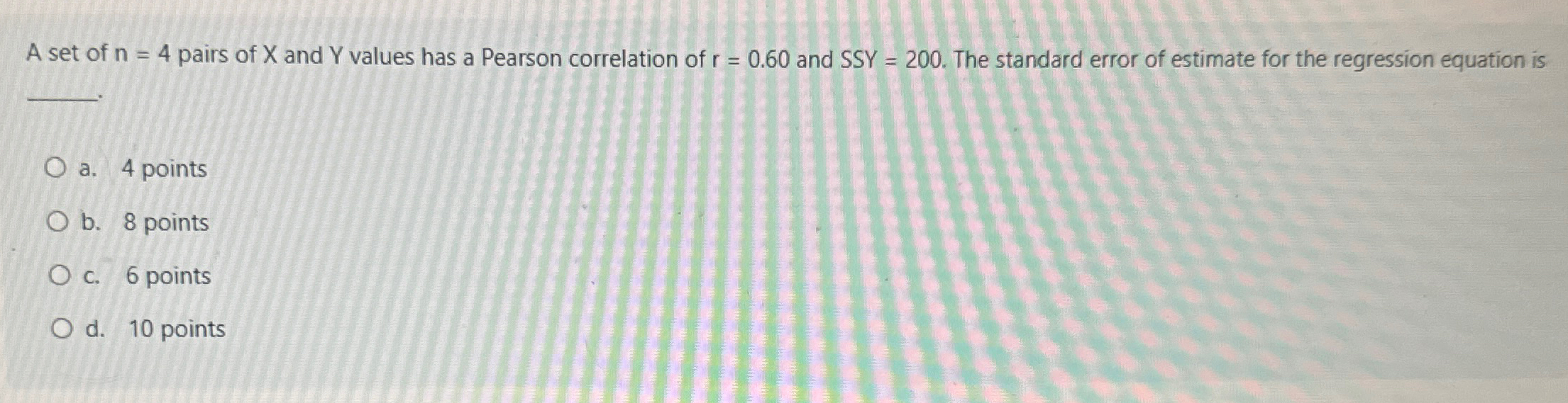 Solved A set of n=4 ﻿pairs of x ﻿and Y ﻿values has a Pearson | Chegg.com