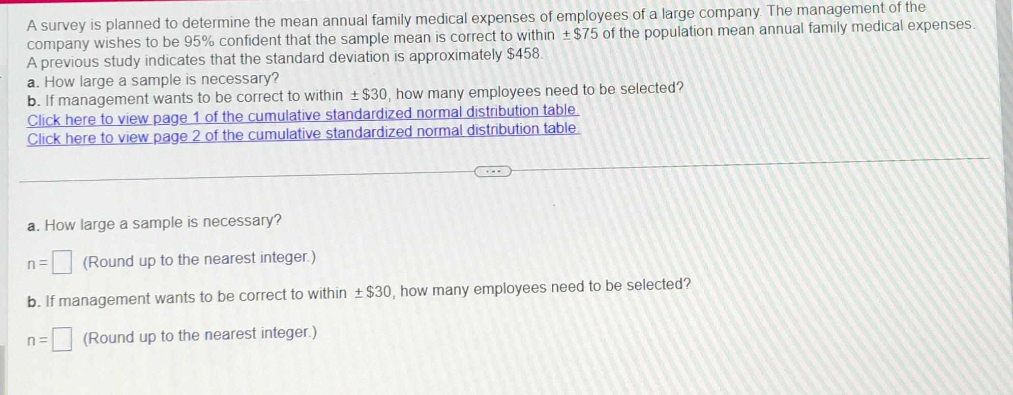 Solved Use excel A survey is planned to determine the mean | Chegg.com