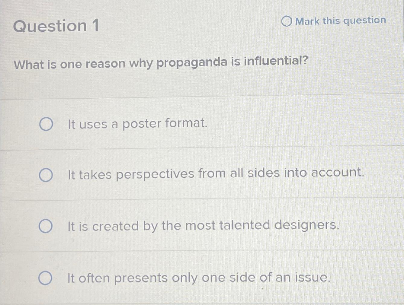 Solved Question 1Mark this questionWhat is one reason why | Chegg.com
