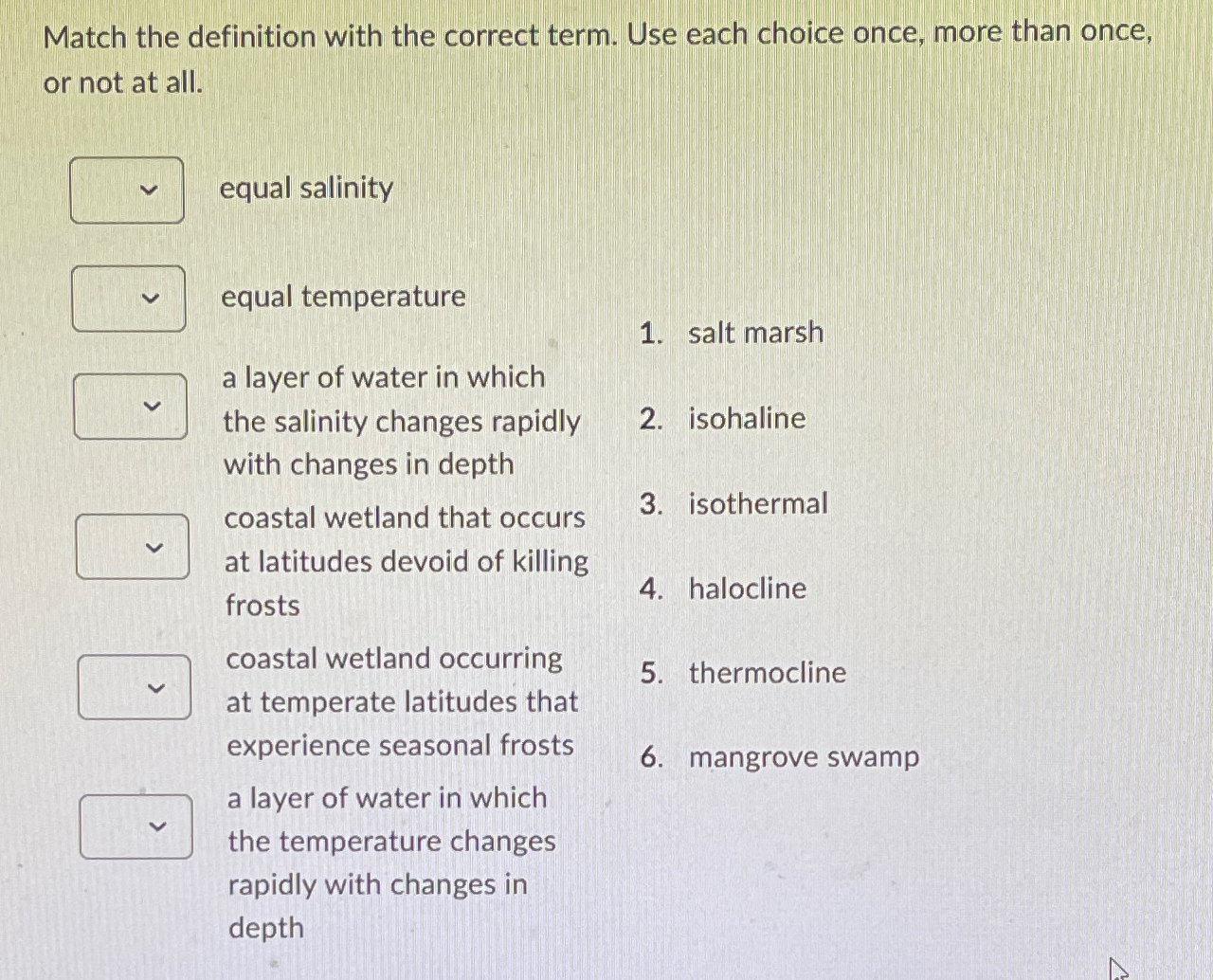 Solved Match the definition with the correct term. Use each | Chegg.com