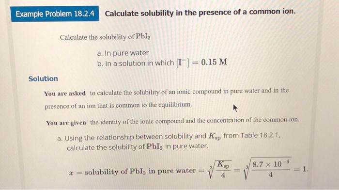 Solved Calculate solubility in the presence of a common ion. | Chegg.com