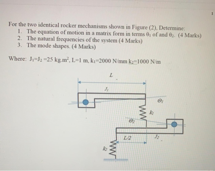Solved For the two identical rocker mechanisms shown in | Chegg.com