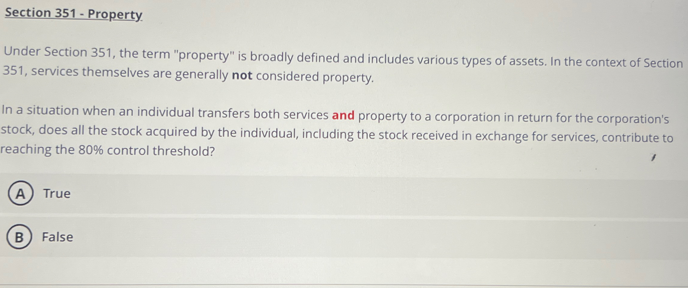 Solved Section 351 - ﻿Property.Under Section 351, ﻿the term | Chegg.com