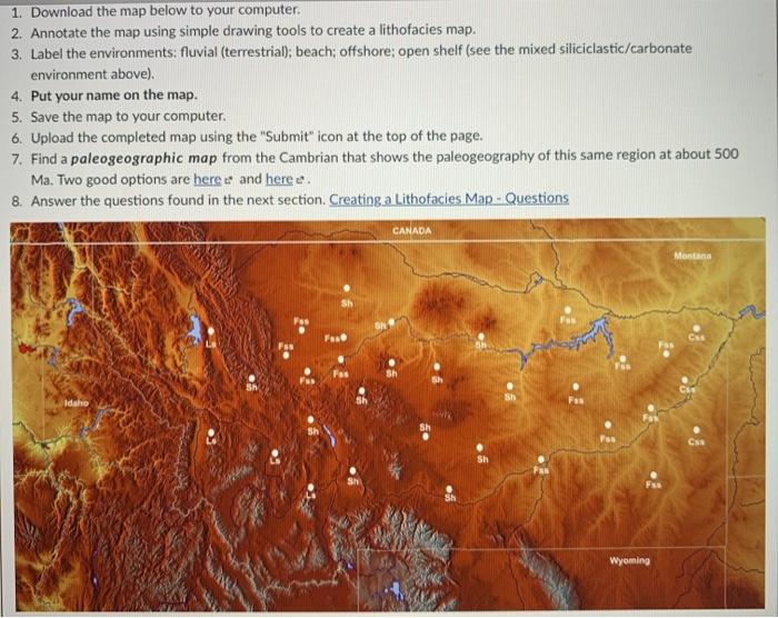 Solved Onward to creating your own lithofacies map from | Chegg.com