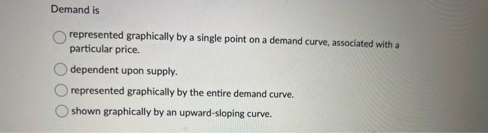 Solved Demand is represented graphically by a single point | Chegg.com