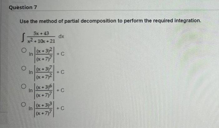 Solved Use the method of partial decomposition to perform | Chegg.com