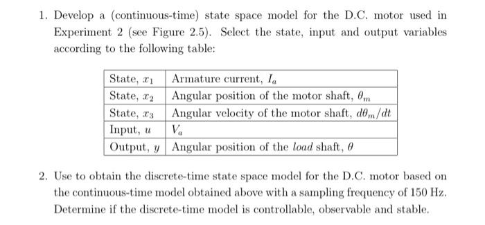 Solved Figure 2.5: Armature controlled DC motor with load1. | Chegg.com
