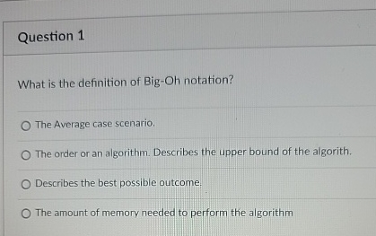 Solved Question 1What is the definition of Big-Oh | Chegg.com