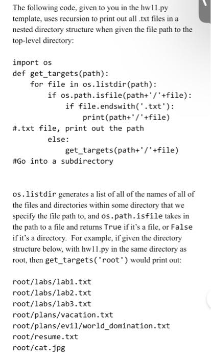 The following code, given to you in the hw11.py | Chegg.com