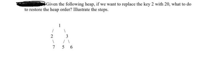 Solved Given the following heap, if we want to replace the | Chegg.com