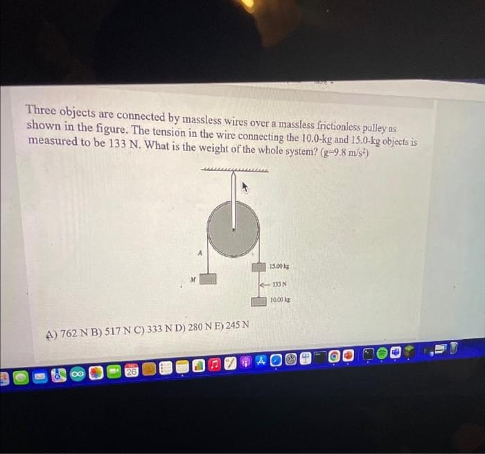 Solved Three objects are connected by massless wires over a | Chegg.com