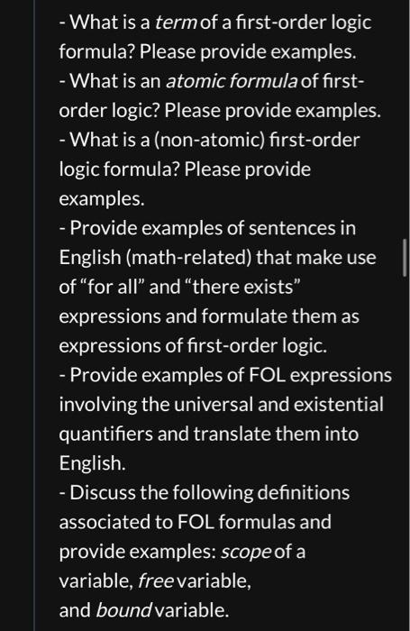 Solved - What is a term of a first-order logic formula? | Chegg.com