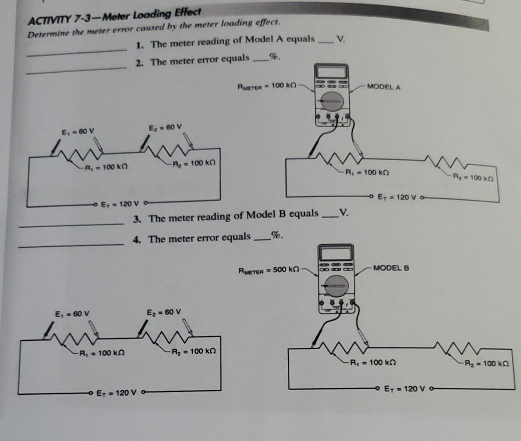 Solved V. ACTIVITY 7-3-Meter loading Effect Determine the | Chegg.com