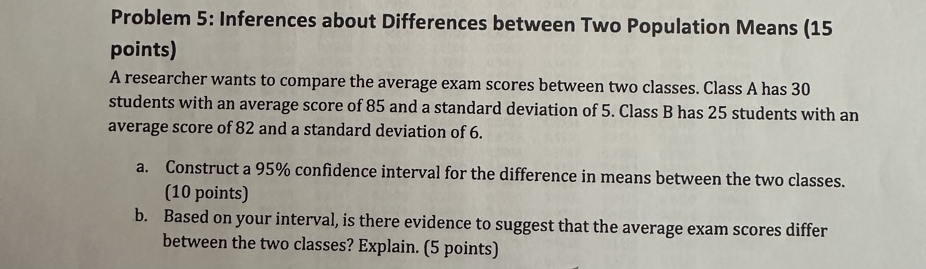 Solved Problem 5: Inferences about Differences between Two | Chegg.com
