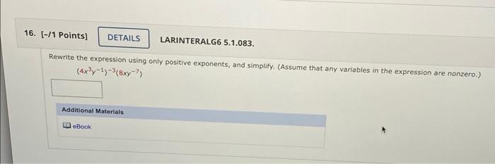 Solved Rewrite the expression using only positive exponents, | Chegg.com