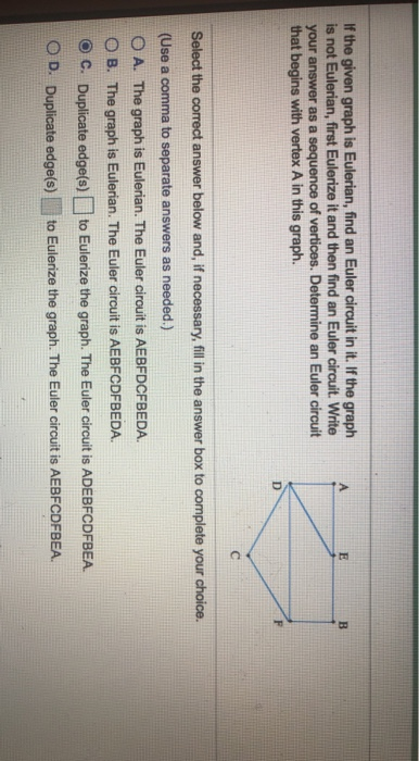 Solved If the given graph is Eulerian find a jeweler circuit | Chegg.com
