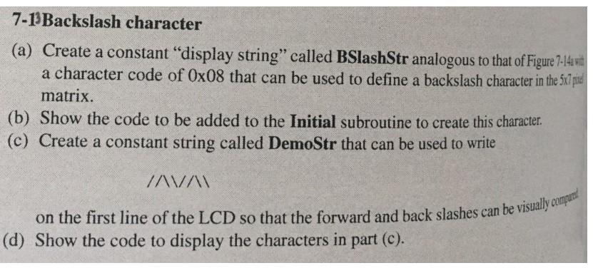 7-1'Backslash character (a) Create a constant | Chegg.com