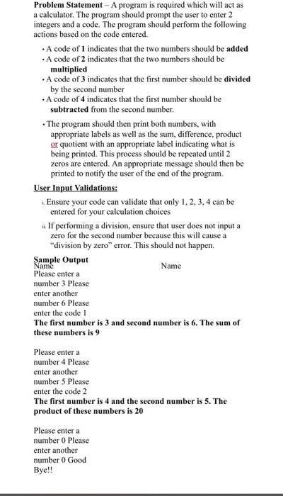 Solved Problem Statement - A program is required which will | Chegg.com