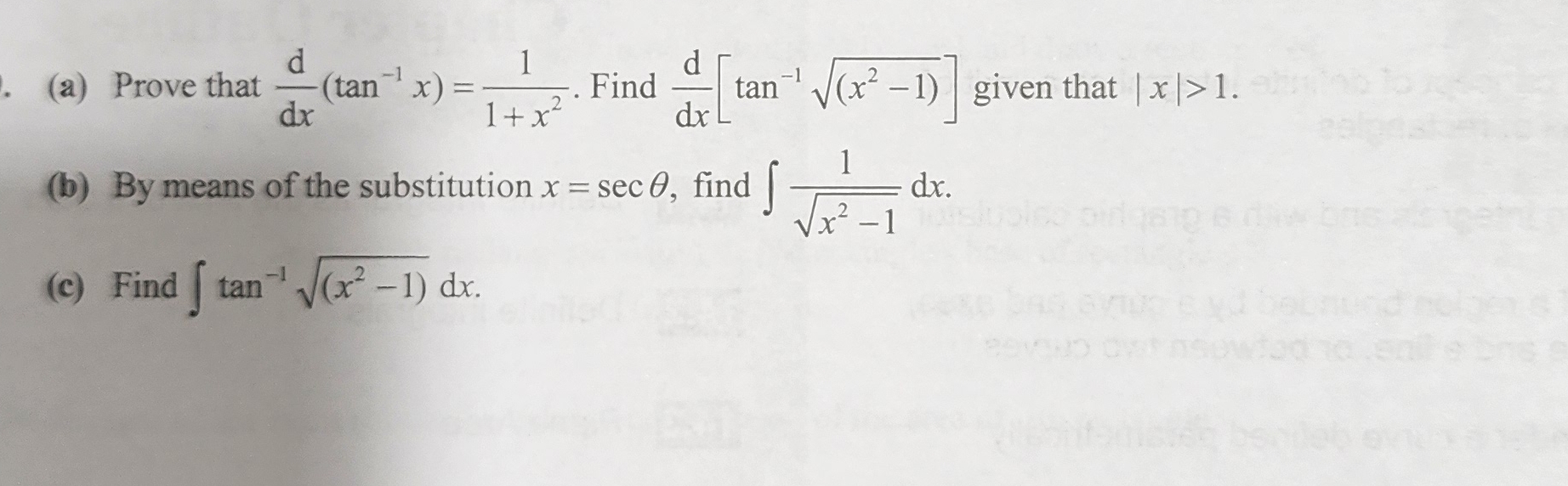 Solved (a) ﻿Prove that ddx(tan-1x)=11+x2. ﻿Find | Chegg.com