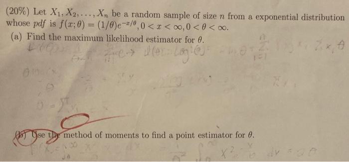 Solved (20\%) Let X1,X2,…,Xn be a random sample of size n | Chegg.com