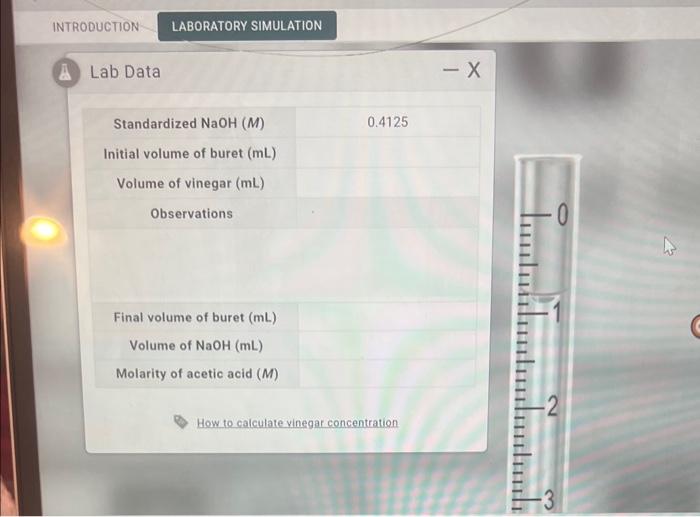 INTRODUCTION LABORATORY SIMULATION a Lab Data | Chegg.com