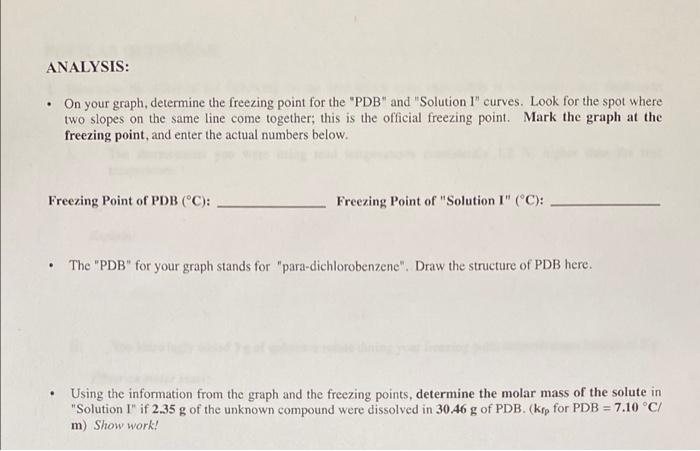 Solved ANALYSIS: • On your graph, determine the freezing | Chegg.com