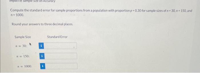 Solved Compute the standard error for sample proportions | Chegg.com