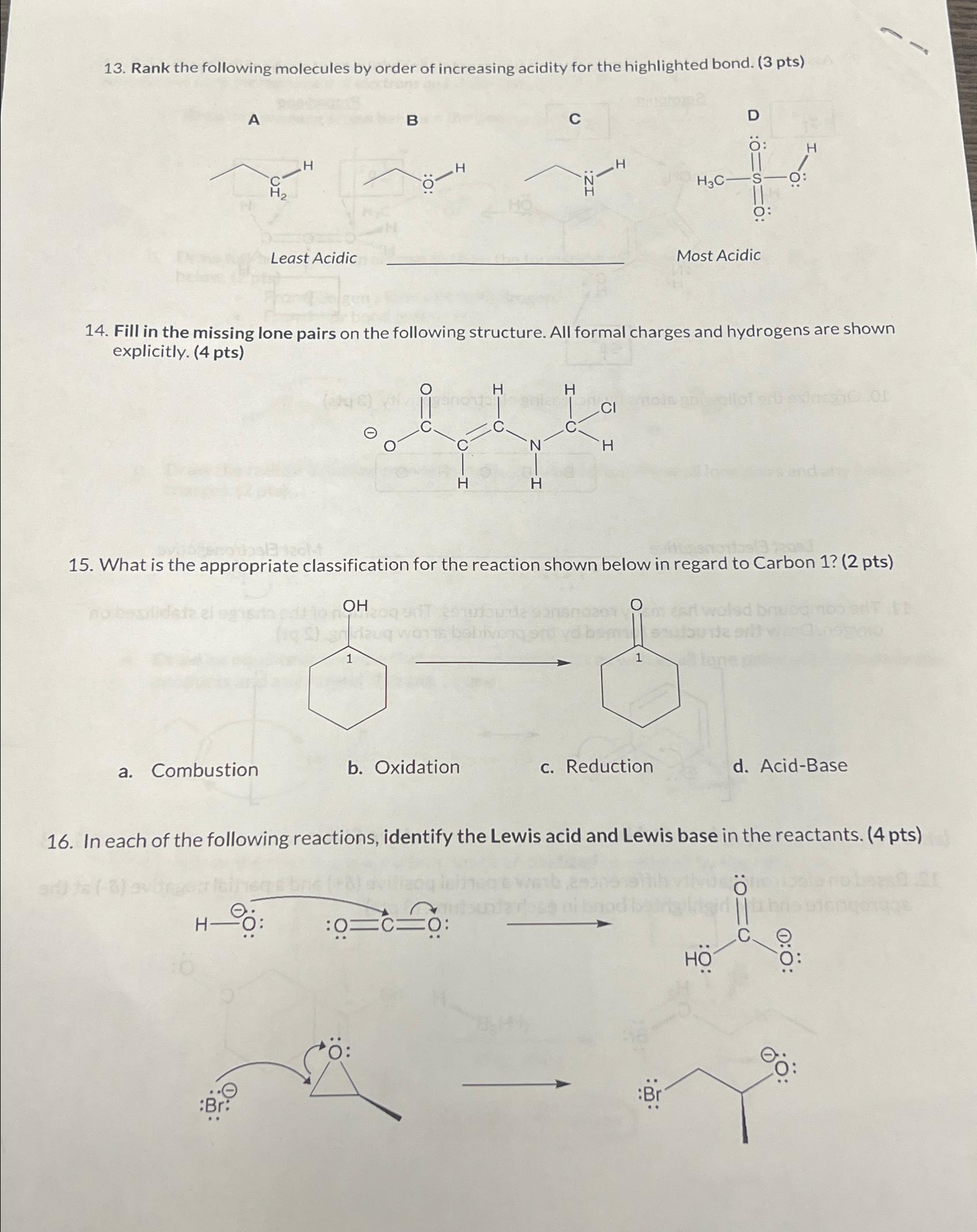 Solved Rank the following molecules by order of increasing | Chegg.com