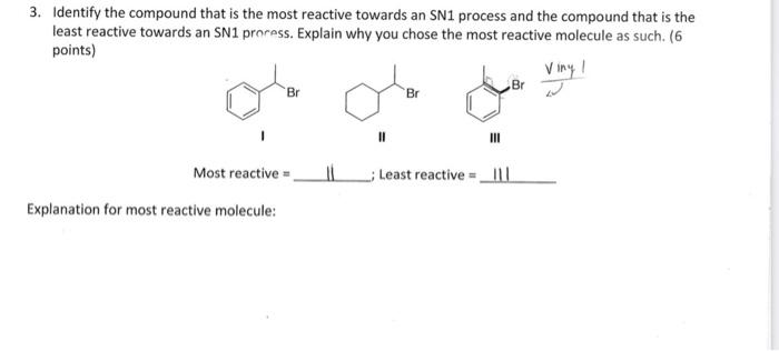 3. Identify the compound that is the most reactive | Chegg.com