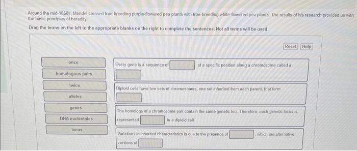 Solved Around the mid-18505, Mendel crossed true-breeding | Chegg.com