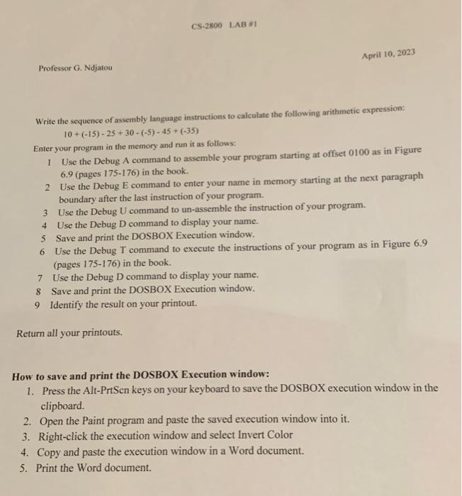 Solved Write the sequence of assembly language instructions | Chegg.com