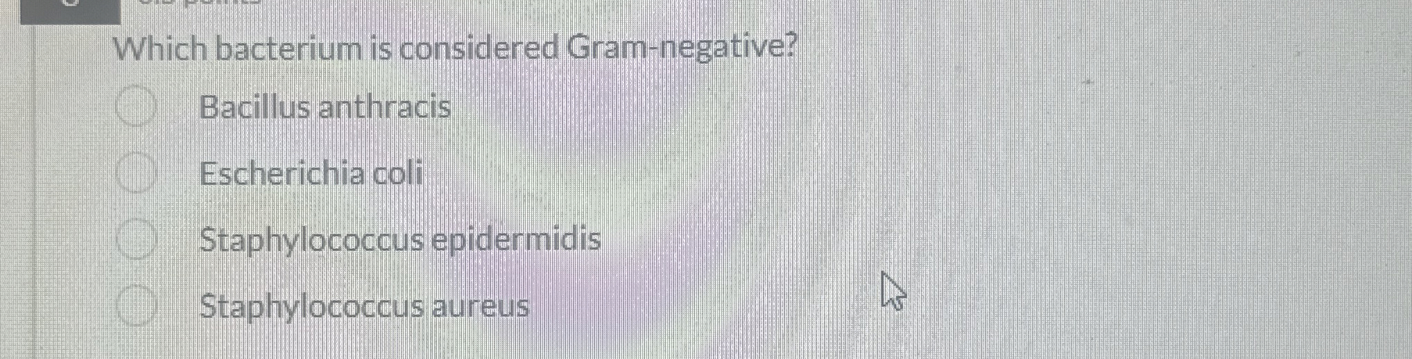 Solved Which bacterium is considered Gram-negative?Bacillus | Chegg.com