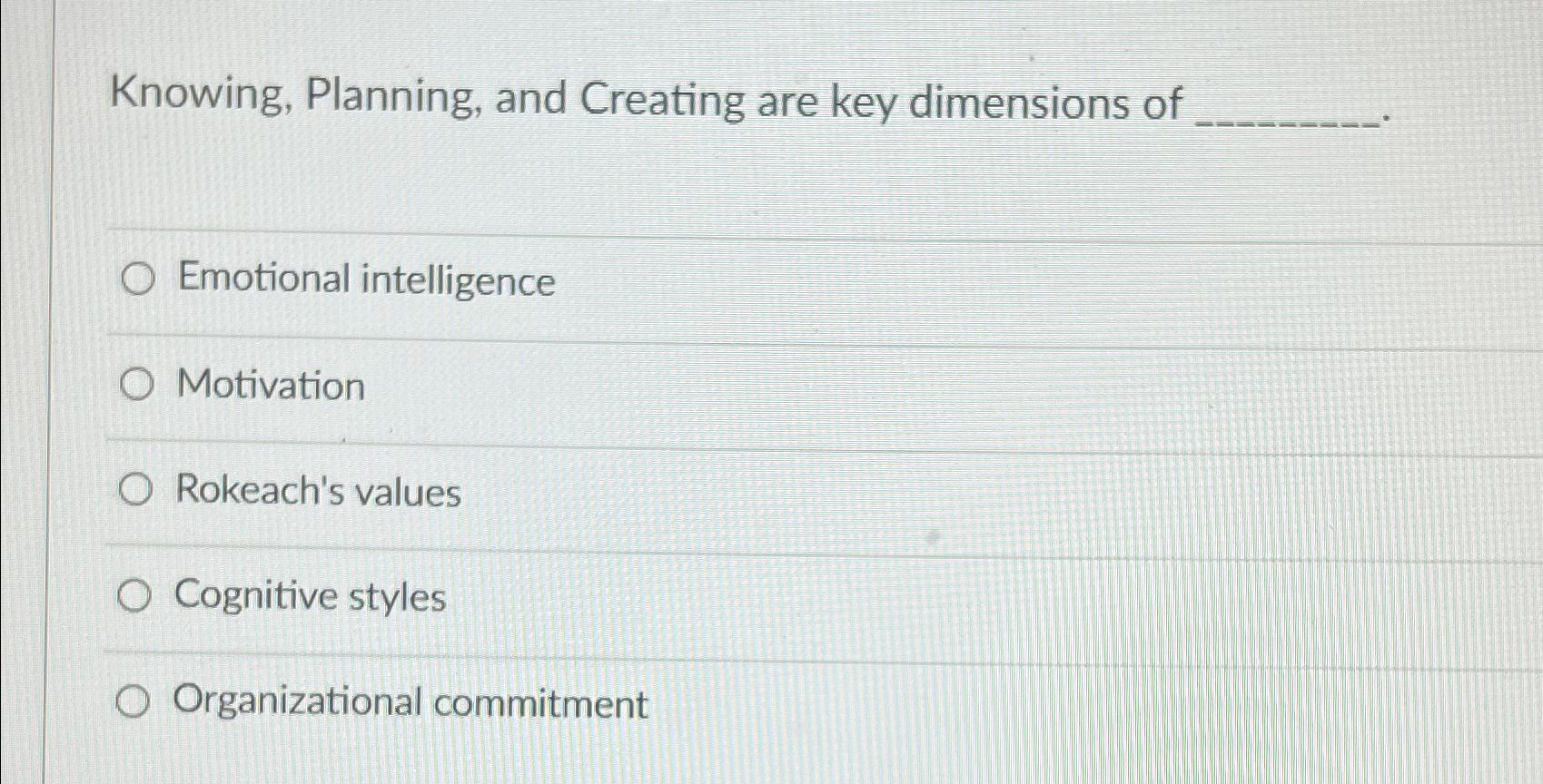 Solved Knowing, Planning, and Creating are key dimensions | Chegg.com