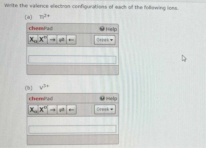 Solved Write the valence electron configurations of each of | Chegg.com