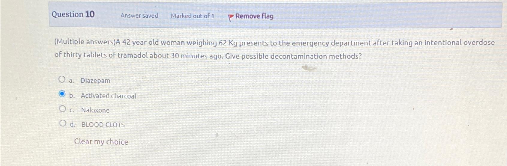 Solved Question 10Answer savedMarked out of 1Remove | Chegg.com