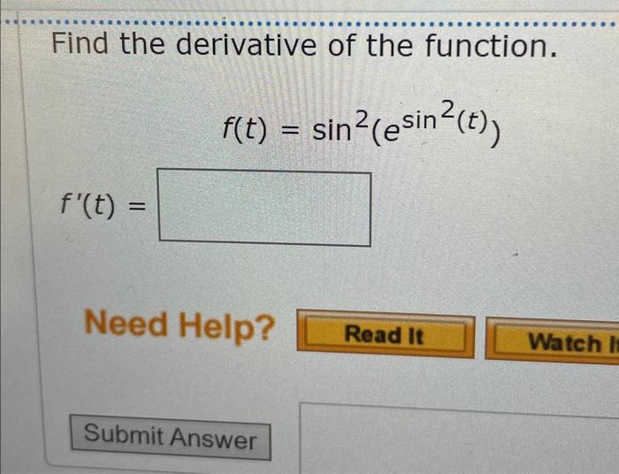 Solved Find the derivative of the function. | Chegg.com