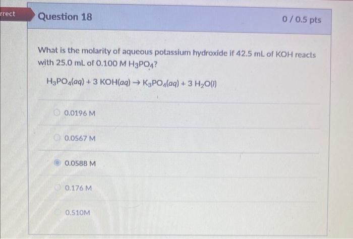 Solved What is the molarity of aqueous potassium hydroxide | Chegg.com