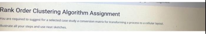 Solved Rank Order Clustering Algorithm Assignment you are | Chegg.com