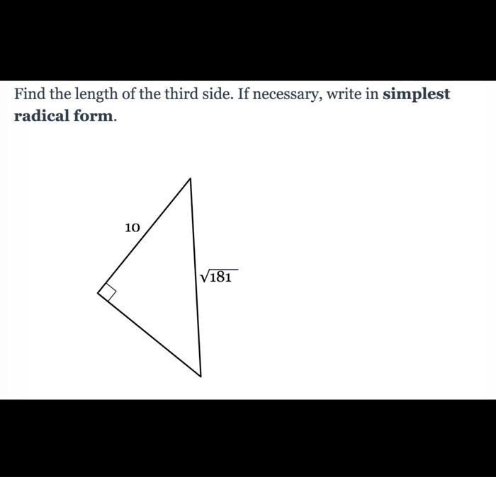 Solved Find the length of the third side. If necessary, | Chegg.com