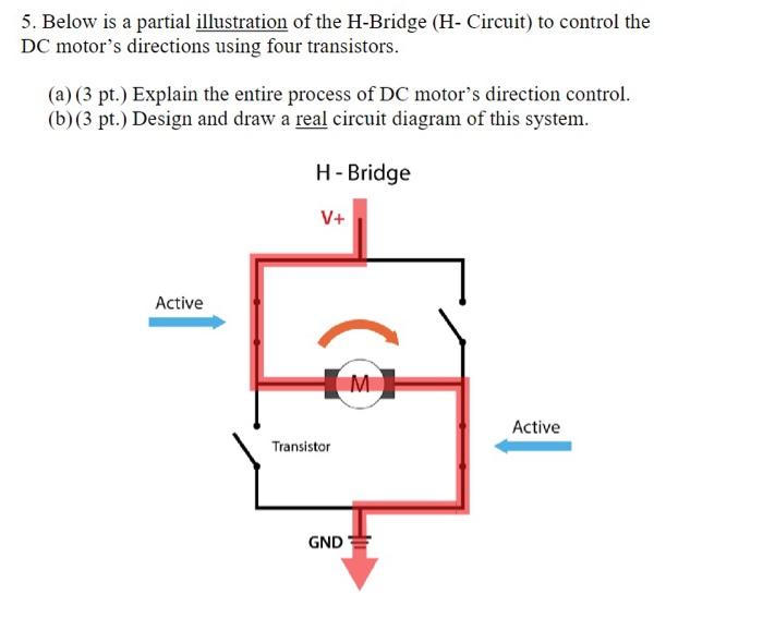 Solved 5. Below is a partial illustration of the H-Bridge | Chegg.com