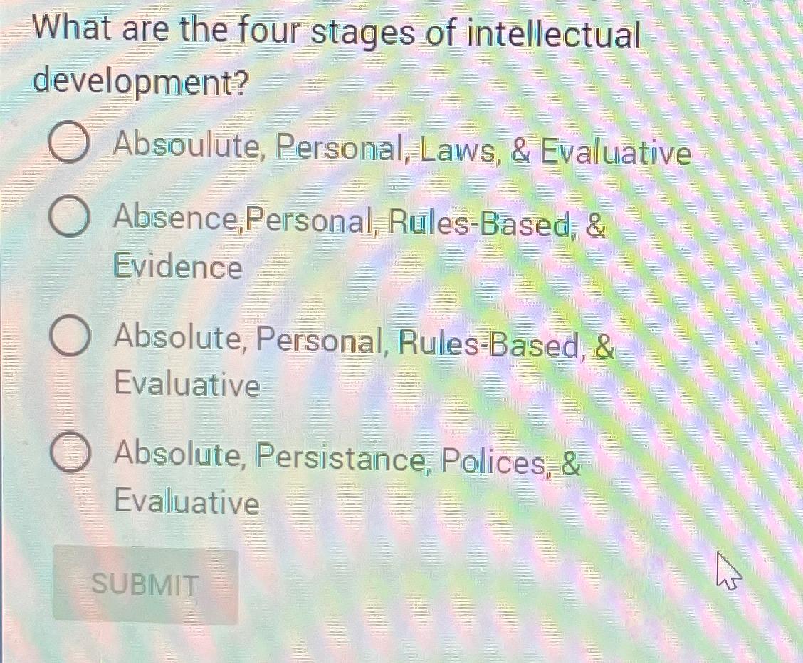 Solved What are the four stages of intellectual | Chegg.com