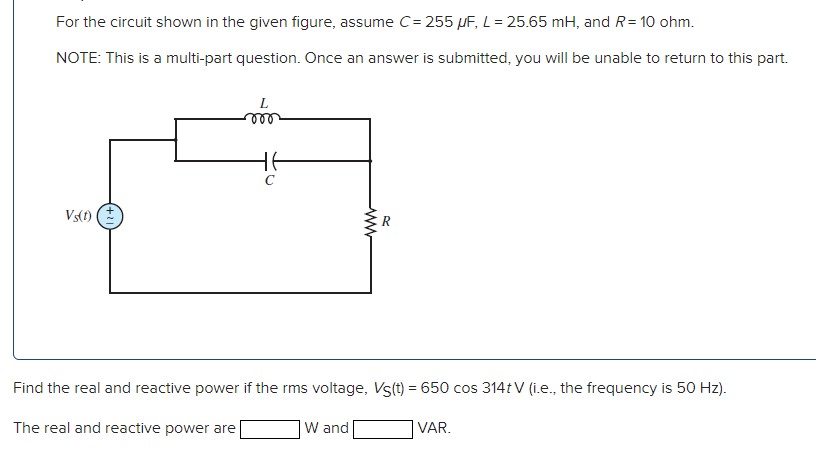 Solved For the circuit shown in the given figure, assume | Chegg.com