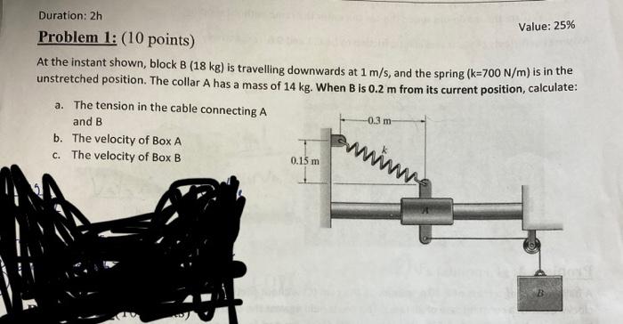 Solved At the instant shown, block B (18 kg) is travelling | Chegg.com