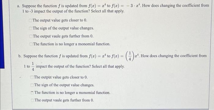 Solved a. Suppose the function f is updated from f(x)=x4 to | Chegg.com