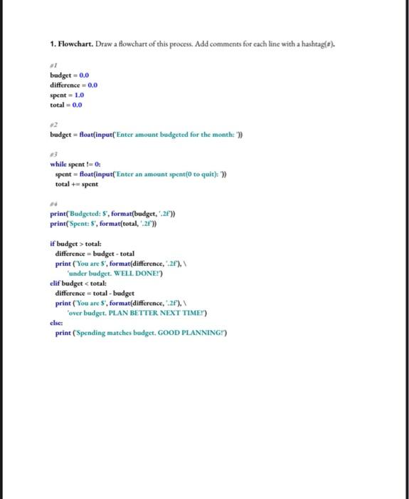 Solved 1. Flowchart. Draw a flowchart of this process. Add | Chegg.com